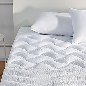 SLEEP ZONE King Size Cooling Mattress Topper, Premium Zoned Cool Mattress Pad Cover, Padded Mattress Protector Breathable Washable, Deep Pocket 8-21" (White, King)