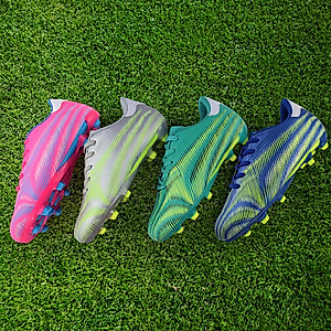 Hawkwell Boys Girls Athletic Outdoor Soccer Cleats Soccer Shoes(Toddler/Little Kid/Big Kid),Navy PU,6 M US