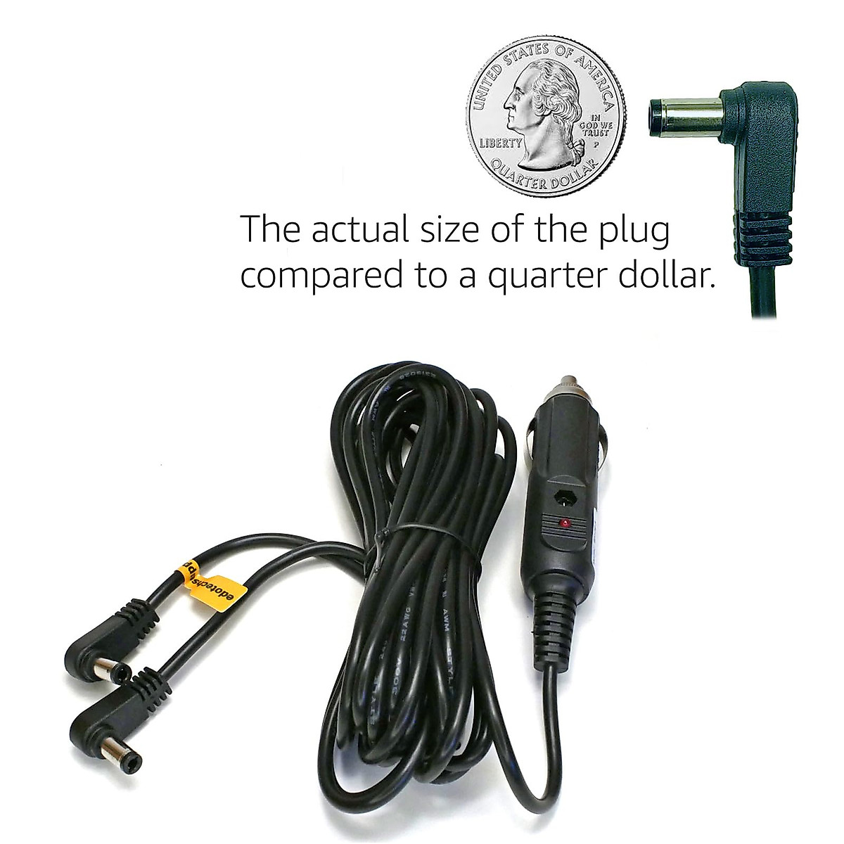 EDO Tech 11 ft Car Charger Power Cord for RCA Single Dual Screen Vehicle Portable DVD Player