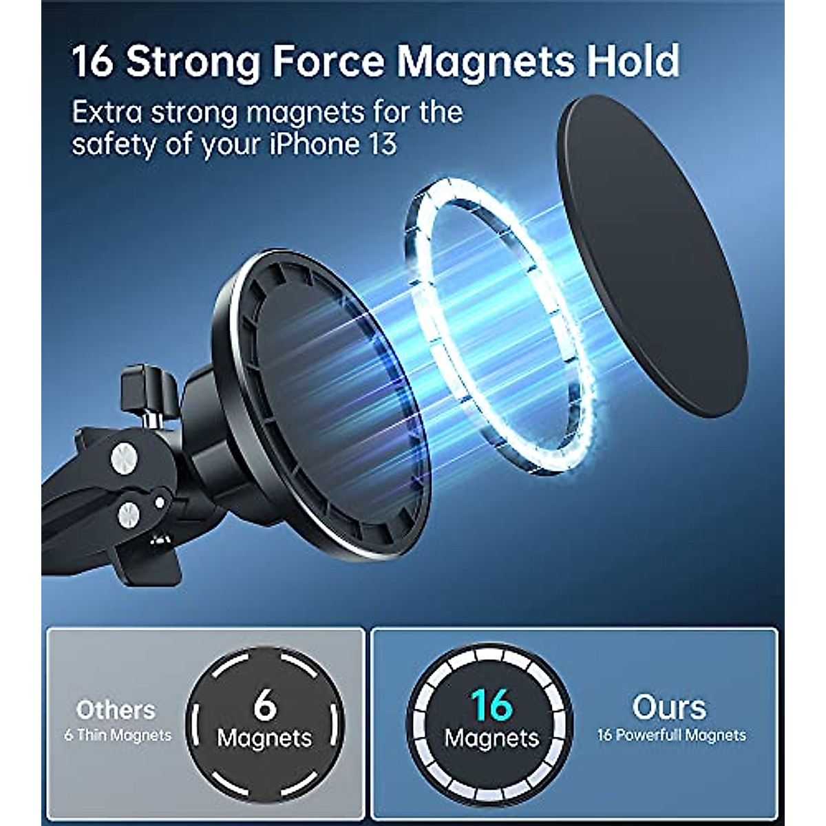 Magnetic Car Mount Phone Holder - Mag Safe Air Vent Phone Mount for Car Compatible with iPhone 14 13 12 Pro Max Mini Plus, Mag Safe Case, 360° Adjustable Mag Safe Car Mount Phone Holder for All Phone
