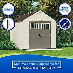 Generic Stroge Sheds 8`×10 Multi-Wall Panels for Outdoor Usage Garden Tools Stroge, Vanilla