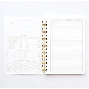 DesignWorks Ink A5 6" x 8.25" Juniper Green Textured Paper Notebook Journal with Gold Accents, Lined Pages, and Durable Spiral Binding for Work, Writing, Journaling