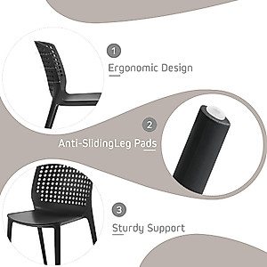LESHI Dining Chairs Set of 6, Kitchen Chairs, Modern Plastic Dining Room Chair with Hole Back, Chair for Living Room, Bedroom, Kitchen, Patio Outdoor Chair（Black,6 Pack）