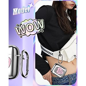 Ayochan for AirPods 2nd/1st Generation Case Cover for Women Cute Love Heart Funda Girly Pretty Aesthetic Kawaii Unique Design with Keychain Protector Estuche Soft TPU for Apple AirPod 2/1 Gen Cases