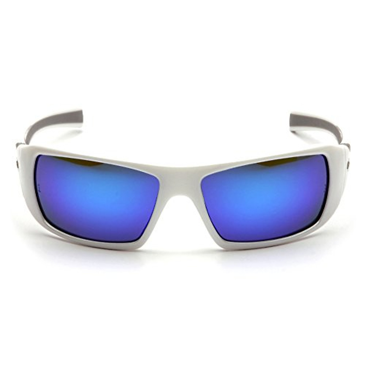 Pyramex Goliath Safety Eyewear, White Frame, Ice Blue Mirror Lens