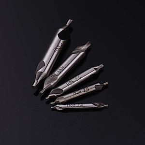 Combined Countersinks Drills Set Tool 5 Pack Center Drill Countersink Lathe Bit Mill Tooling Set Tip Angle 60 Degree Bits for Metal, Alloy, Copper, Iron, Aluminum, Titanium and Wood Working