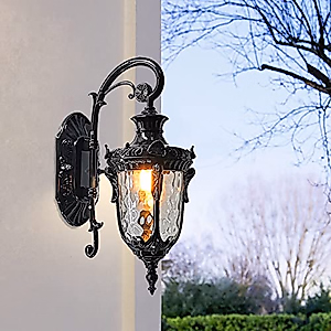 Bazargame Outdoor Wall Lantern,Outdoor Lighting Lantern Lamp,Dusk to Dawn Sensor Outdoor Wall Sconce,for Courtyard Garden House Garage Entrance