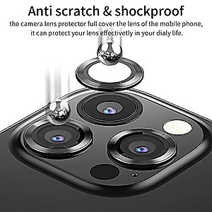 WSKEN [3+1] for iPhone 13 Pro Max (6.7 inch)/ iPhone 13 Pro (6.1 inch) Camera Lens Protector,Anti Scrach HD Tempered Metal Glass Camera Screen Protector Shockproof Cover Film,Graphite