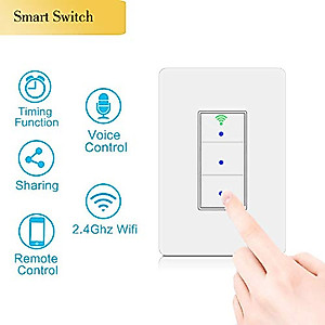 SANA Smart Light Switch,WiFi Wall Light Switch, Easy Installation and APP Control, Compatible with Alexa and Google Home, No Hub Required (3 Switches in 1 Gang)