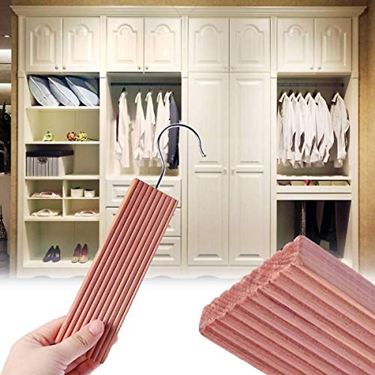 Wahdawn Aromatic Cedar Hangers Blocks for Clothes Storage Fresh Scent Cedarwood Hangups Planks Closets Organizers Deodorant, 12 Packs