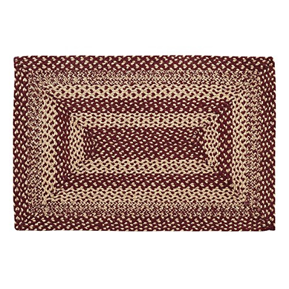 VHC Brands Burgundy Tan Jute Rug Rect w/Pad 20x30 (Rect 24x36)