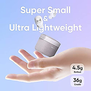 ABKO True Wireless Earbuds with Fabric Cradle Ultra Lightweight Compact Auto Pairing Bluetooth in-Ear Headphones USB-C Charging IPX4 Waterproof CWS120 White