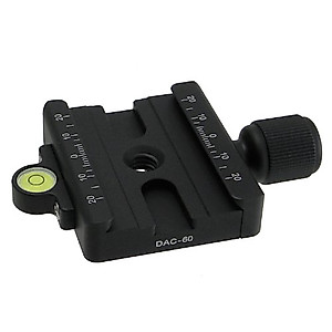 Desmond DAC-60 60mm QR Clamp 3/8" w 1/4" Adapter & Level Arca-Swiss Compatible for Tripod Head Quick Release