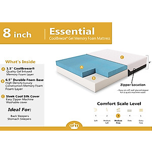 DynastyMattress RV Queen Mattress 8-Inch CoolBreeze Medium-FirmGel Memory-Foam Mattress for RV Bed, Camper, Pop Up and Trailer