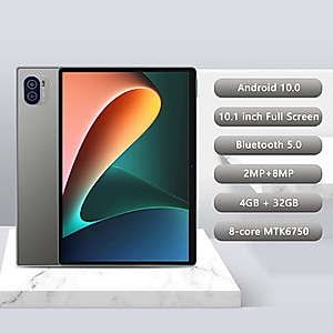 Tablet Computer, Android 10.0 Operating System 10.1-inch HD Display Octa Core Processor 4GB RAM and 32GB ROM TF Expansion Support Built-in WiFi Bluetooth GPS Tablet (Gray)