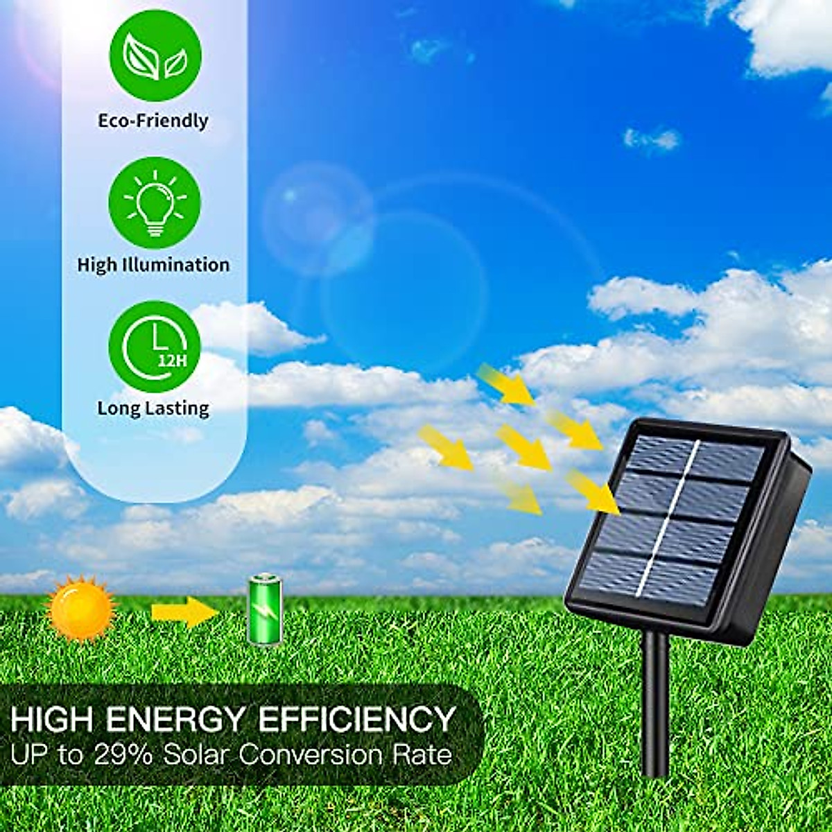 Solar String Lights, Amzxart 72ft 200 LED Solar Powered String Lights, 8 Modes Waterproof Solar Lights Outdoor for Garden, Patio, Party, Trees, Homes Decor (Cool White)