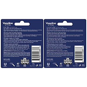 Vaseline Lip Therapy Variety 4-Pack – Rosy Lips + Cocoa Butter Moisturizing Lip Balm with Vitamin E, 0.16 Oz Ea