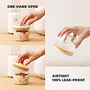 Tourdeus Tritan Oatmeal Jars, 4-Pack Shatterproof & Leakproof Overnight Oats Containers with Lids, 14oz Pop-Top Airtight Meal Prep Jars for Chia Pudding, Yogurt, Salad, Cereal, Orange