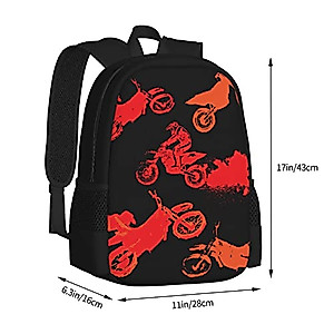 ALIFAFA Motocross Sport Motorcycle Vehicle School Backpack Shoulder Daypack, Dirt-Bike Boy Men School Bag Outdoor Casual Shoulders Backpack Travel Daypacks for Women Men Teens Kids Black