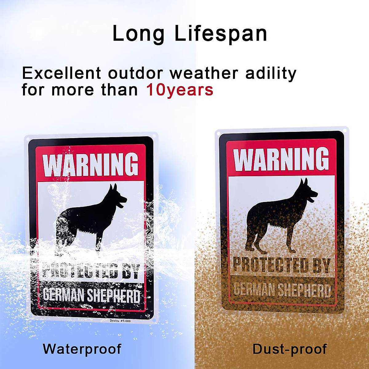 Beware of Dog Sign Will Bite,Beware of German Shepherd Dog Sign 14x10 inch Rust Free Aluminum, UV Printed, Easy to Mount Weather Resistant Long Lasting Ink for Fence…