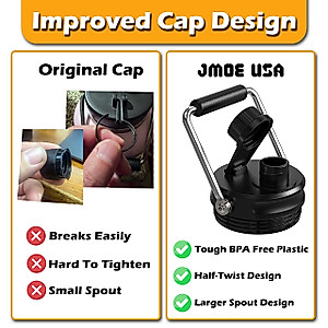 Jmoe USA Improved Jug Lid for RTIC Half Gallon and One Gallon Jugs | Replacement Lid with Upgraded Features, Better Cap, Rubber Grip, Thicker Steel, and Better Gasket | Made of BPA Free Plastic