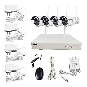 Revo America Wireless 4 Ch. NVR Surveillance System with 4 HD Wireless Outdoor Bullet Cameras