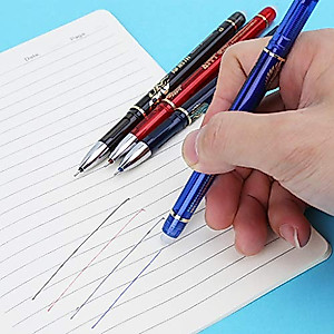 angwang 0.38mm Erasable Gel Pen with Blue Red Black Refills School Office Stationery Ink-Blue Colour