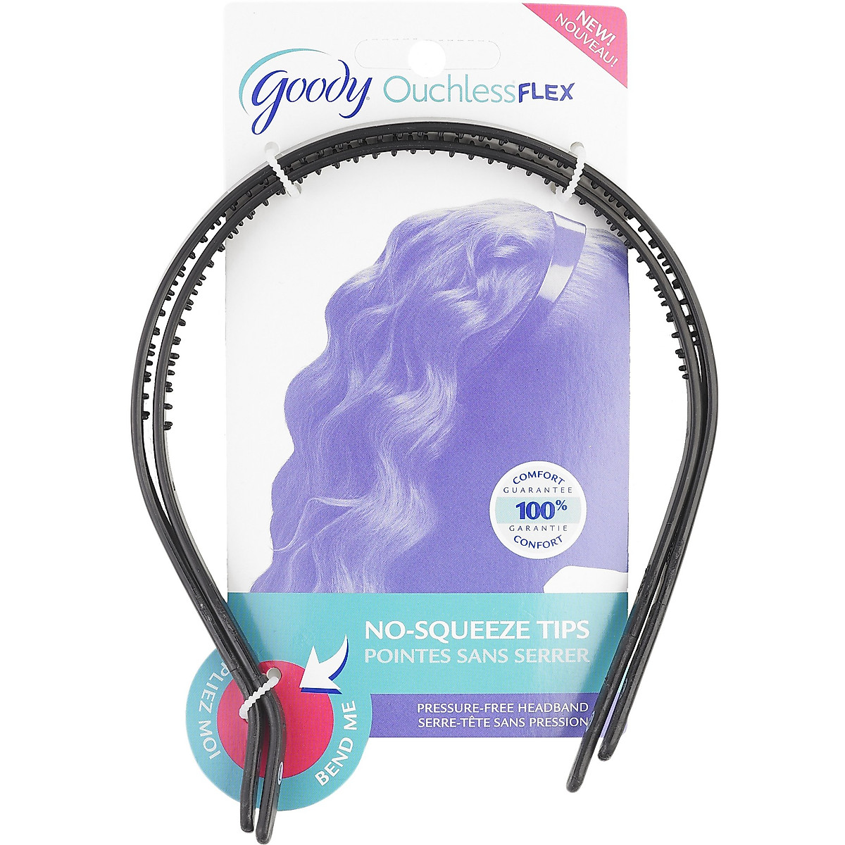 Goody Ouchless Flex Thin Pressure-Free Headband, 2 Count (Pack of 3)