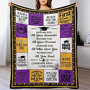 NICEFORNICE Custom Graduation Blanket Gifts, 40"x30" Cozy Flannel Throw Blankets, Personalized Graduate Class of 2023 Gift for Her Him, Senior School University College Students