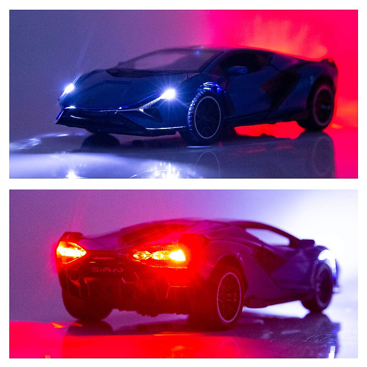 BDTCTK Sian FKP37 Car Model Toy 1/32 Child Sound and Light Pull Back Car Zinc Alloy Casting Toys for Kids Boy Girl Gift (Bule)