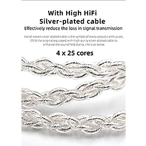 CCA CS16 in-Ear Monitors, 16BA Reference HiFi Stereo IEM Wired Earphones/Earbuds/Headphones with Detachable Cable 2Pin for Musician Audiophile (Without Mic, Silver)