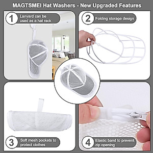 MAGTSMEI Hat Washer for Baseball Caps, 1Pack Hat Cleaner for Baseball Caps, Hat Storage Hat Holder cage for Dishwasher, Foldable Washing Hat Rack Protector Organizer for Flat & Curved Hats