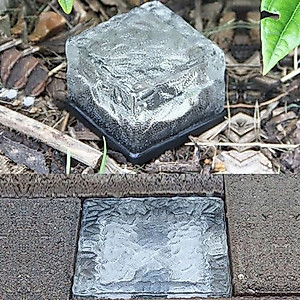 Housoutil Solar Brick Lights Solar LED Brick Solar Bricks Outdoor Floor Tile Lamp Solar Brick LED Solar Ice Rocks