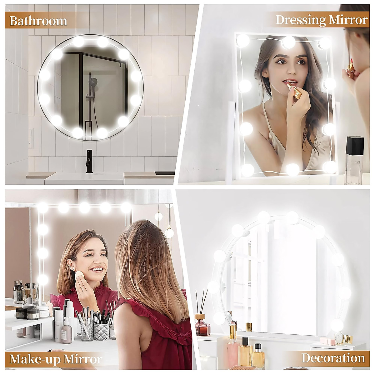 HCDCARLGT Hollywood Style Lights for Makeup Dressing Room,Vanity Lights Stick on with 18 Dimmable Bulbs,LED Vanity Lights for Mirror,5 Level Brightness Adjustable & 6000K White(No Mirror Included)