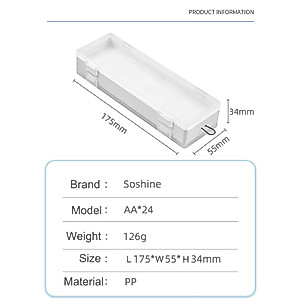Soshine Battery Organizer Storage Box,Battery Holder Case for 24 pcs AA Batteries