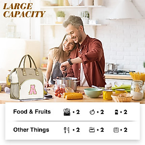 UTOTEBAG Initial Lunch Bag Women, Preppy Teen Girls Lunch Box Adult Cooler Lunchbox Container for Work Picnic, Personalized Mother's Day Gifts for Mom Girlfriend Daughter Grand daughter, Letter K