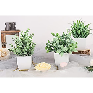 Der Rose 6 Packs Small Fake Plants Artificial Plants in Pots for Home Bathroom Bedroom Living Room Decor Indoor