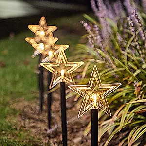 Star Solar Decorations Lights, Outdoor Waterproof Stake Lights Landscape Decorative Lights for Christmas, Wedding, Party, Tree, Room, Garden, Patio, Yard, Home ( Warm White )