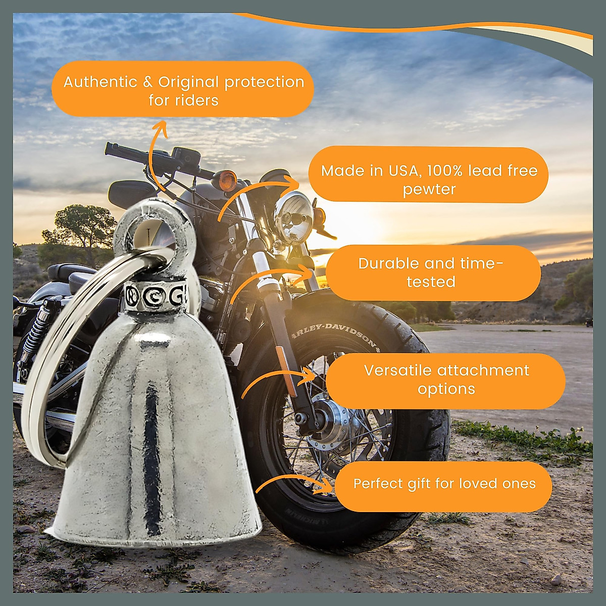 Guardian Bell Bass Fish Good Luck Bell w/Keyring & Black Velvet Gift Bag | Motorcycle Bell | Lead-Free Pewter | Good Luck Gift to Friends & Family | Bike Bell | Made in USA