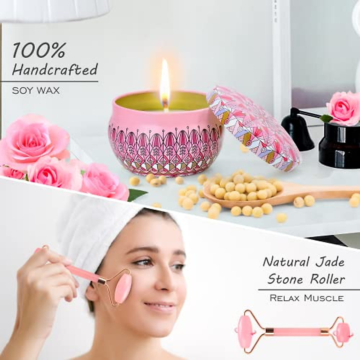 Baesan Birthday Gifts for Women - Fun Gifts Set - Funny Thank You Gifts Ideas for Her, Friend, BFF, Mom, Wife, Daughter, Sister, Aunt, Coworker - 12oz Tumbler and Jade Roller