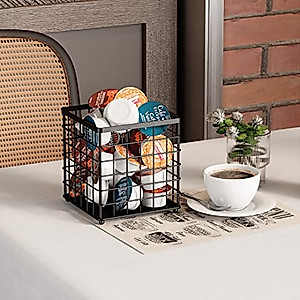 HORIAMIT Coffee Pod Holder Coffee Organizer, K Cup Holder for Counter K pod Container, Creamer Holder, Coffee Bar Accessories Basket Black K Pods Storage