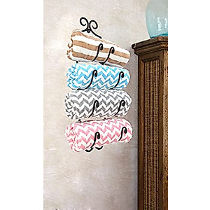 Towel Rack Wall Mounted, Bathroom Decor, Metal Towel & Wine Rack Holder, Storage Shelf for Bath Cloths, Small/Large Towels, Yoga Mat, Foam Roller, Washcloths, Hats, Decor (Black) by The Metal Magician