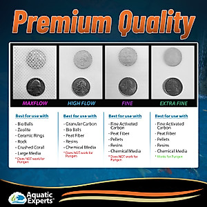 Aquatic Experts 4 Pack Koi Pond Mesh Media Filter Bags - High Flow - 8 inch by 12 inch Pouch with Drawstrings for Activated Carbon - Reusable Water Garden or Aquarium Charcoal Filter Bag (4 Pack)