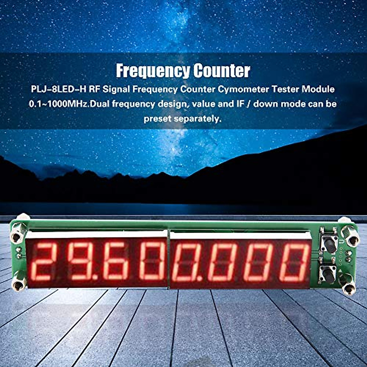 PLJ-8LED-H RF Frequency Counter Cymometer Tester Module 0.1~1000MHz (Backlit Font red)
