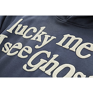 BLLDFZ Lucky Me I See Ghosts Hoodie Dark Gray