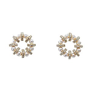 Millet Beads Microinlaid Zircon Pearl Earrings, 925 Tremella Needle, 18K Gold Plated