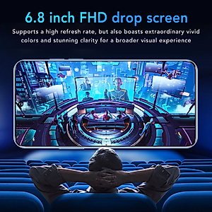 Yoidesu Unlocked Cell Phone for Android, 6.8 Inch FHD Ultra Thin Smartphone with Pen, 8GB RAM 256GB ROM Expansion, 5800mAh Battery, Dual Card Dual Standby 4G Mobile Phone (Black)