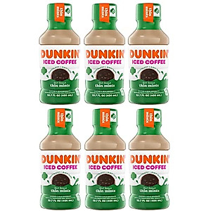 Dunkin Iced Coffee, Thin Mints, 13.7oz Bottles, Pack of 6