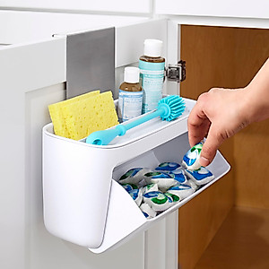 YouCopia DoorStash Dishwasher Pod Holder Lid, Hanging Storage Container for Detergent, Speckled White