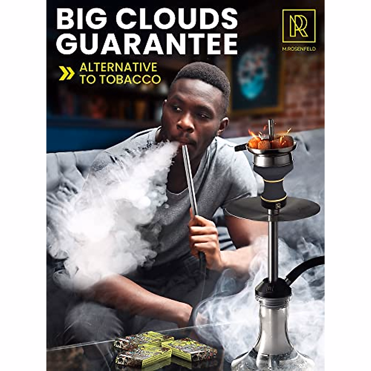 M. ROSENFELD Hookah Flavor Blueberry Herbal - 1.75 oz (50 g) Hookah Shisha Tobacco Free Molasses Hookah Tobacco & Nicotine Free Shisha with Real Organic Shisha Hookah Flavors Blueberry